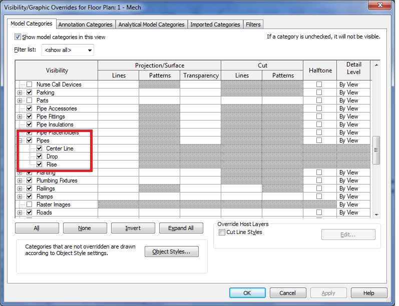 RevitCity.com | How to turn off pipe centerlines in Revit MEP 2013?