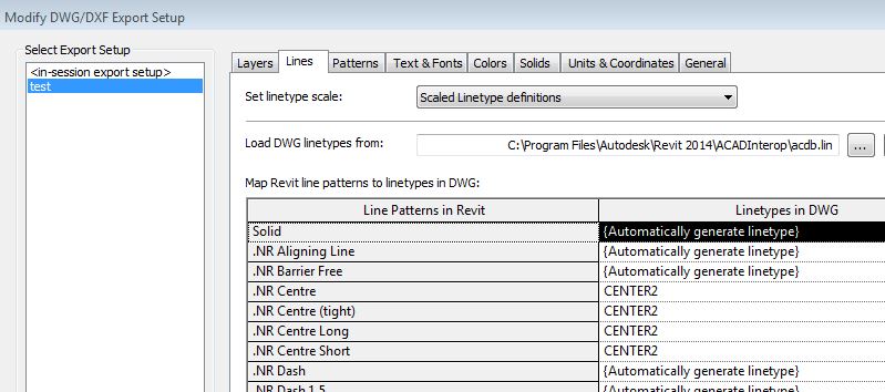 RevitCity.com | Revit 2015 - Modify DWG/DWF Export Setup - Linetypes