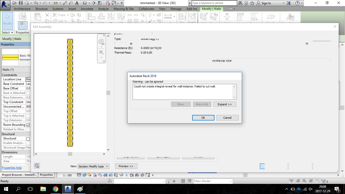 RevitCity.com | ERROR: could not create integral reveal from wall instance. fail to cut wall.