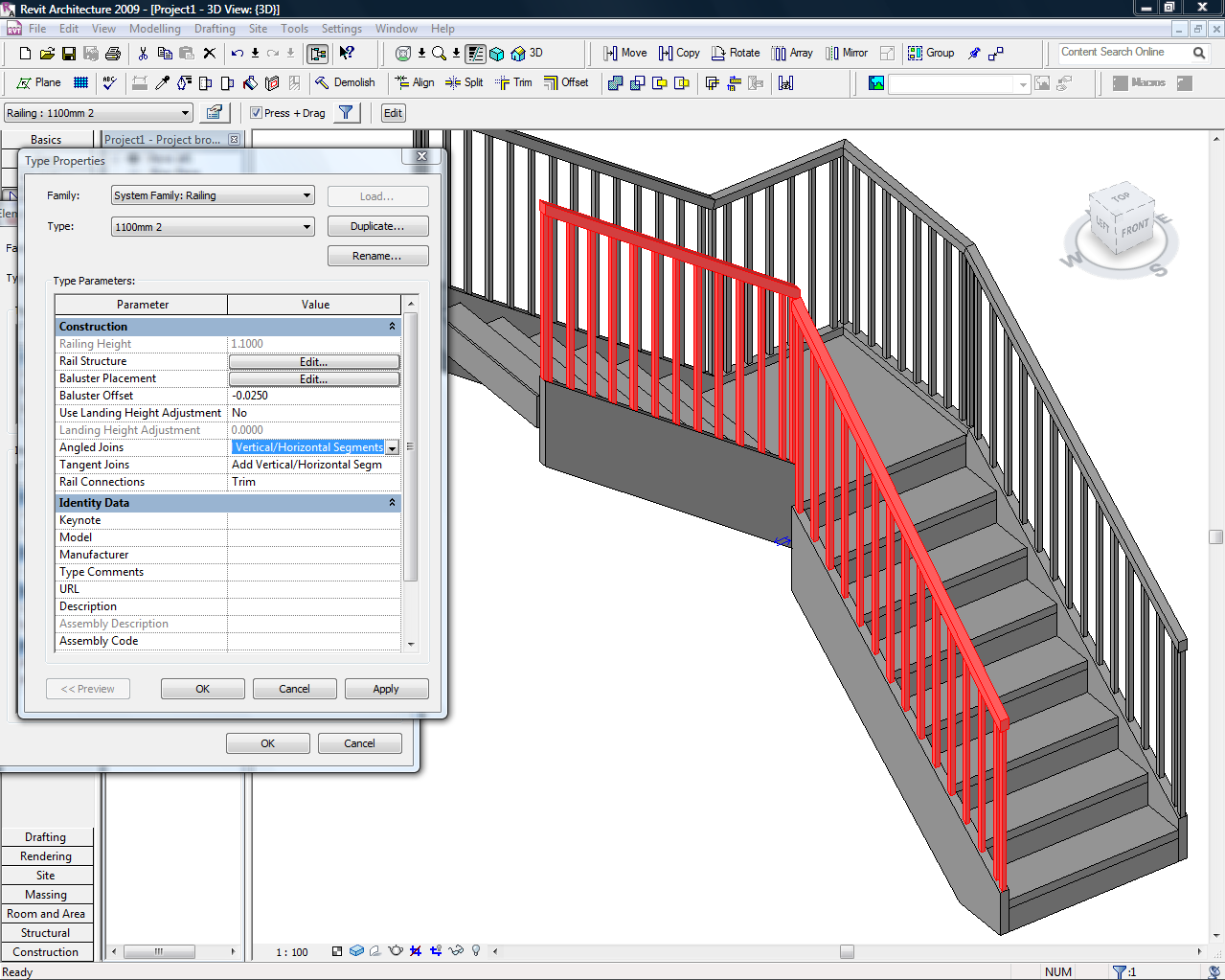 RevitCity.com | Stair railing at the interior corner of a landing