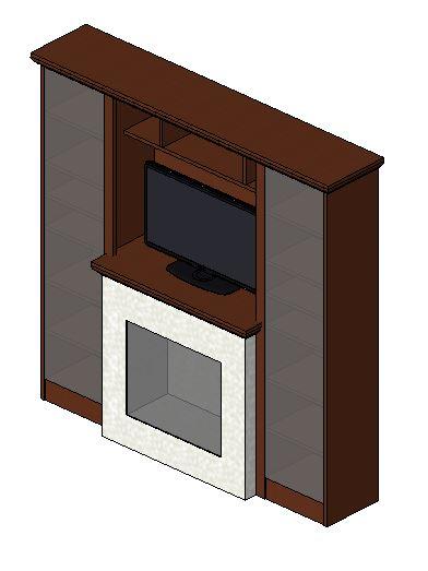 RevitCity.com | Object | Entertainment Center with Fireplace and TV