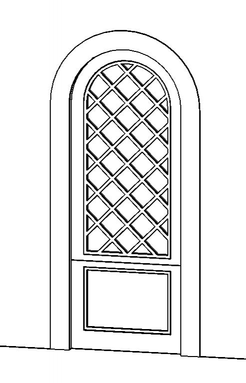 RevitCity.com | Object | Arched Door With Diamond Window