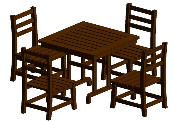 RevitCity.com | Object | Outdoor table 4 chairs