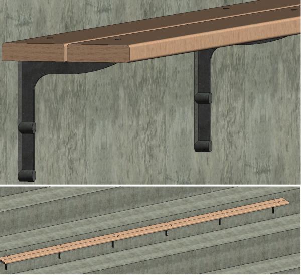 RevitCity.com | Object | Wooden Stadium/ bleacher bench