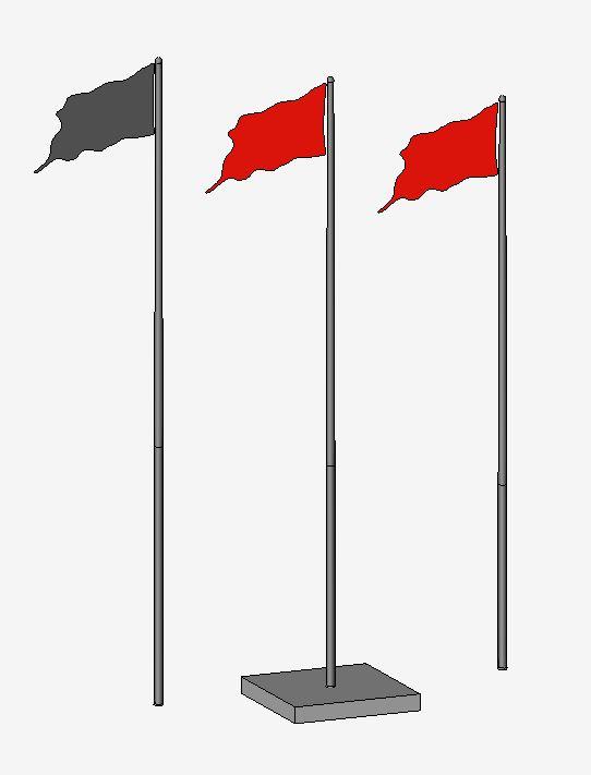 RevitCity.com | Object | Triple Ascending Flagpoles