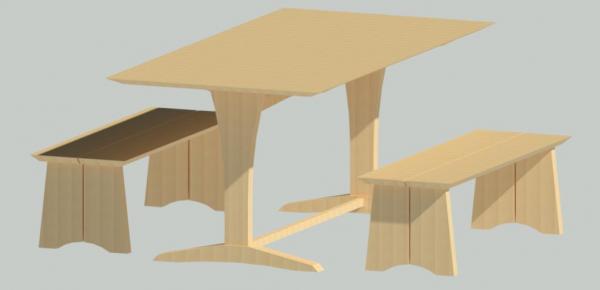RevitCity.com | Object | Trestle Table and Benchs