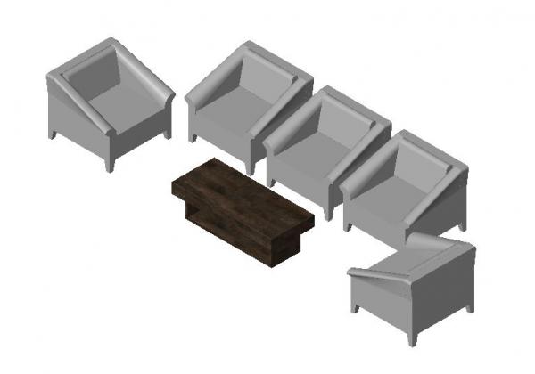 RevitCity.com | Object | Lounge Area with Chairs and Tables