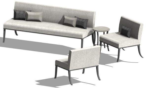 RevitCity.com | Object | Armless Chair-sofa (parametric length)