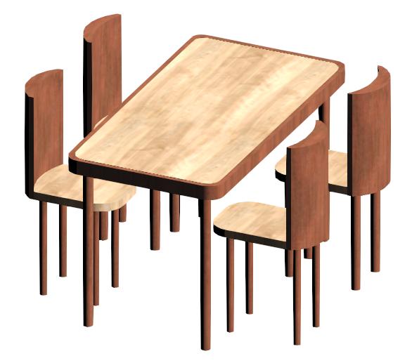 RevitCity.com | Object | Wooden Retro Dining Table