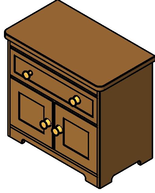 RevitCity.com | Object | Simple Night Stand with 1 Drawer and 2 Doors